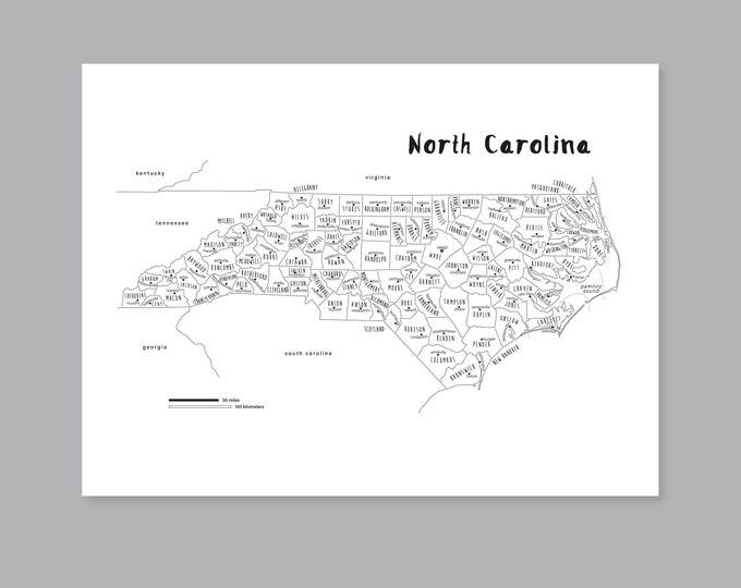 Printable North Carolina Map | Printable NC County Map | Digital ...