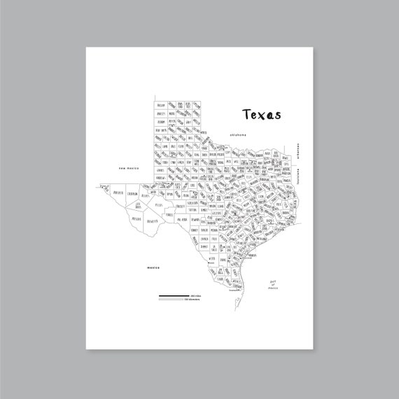 Texas Map Poster PRINTABLE Texas Countries Map TX Texas - Etsy
