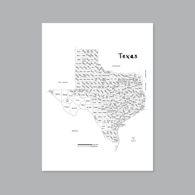 Texas Map Print - Etsy