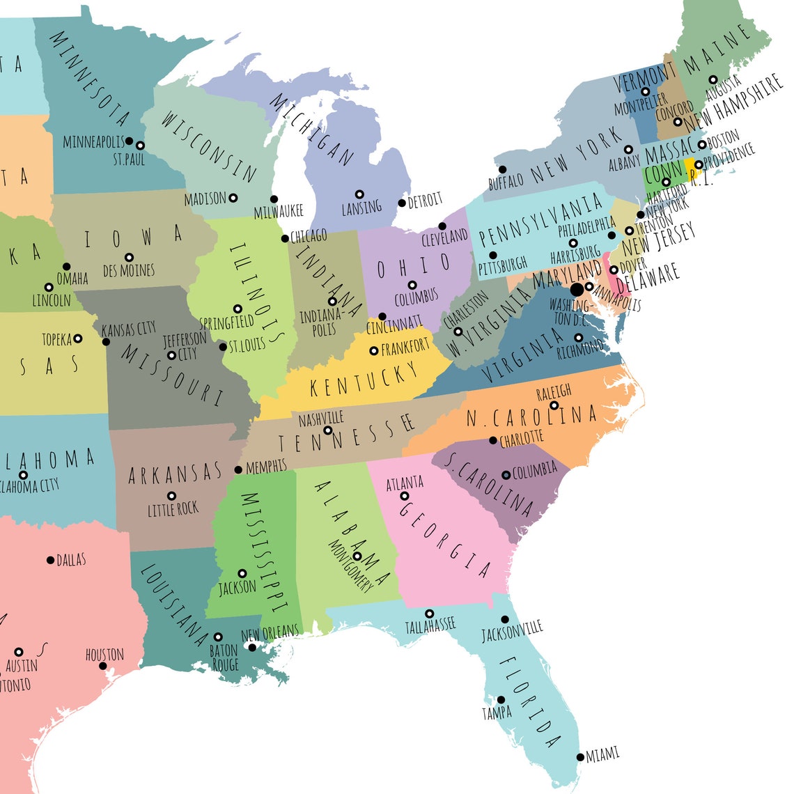 USA Map PRINTABLE US Map Large Us Map Map of United States - Etsy Australia