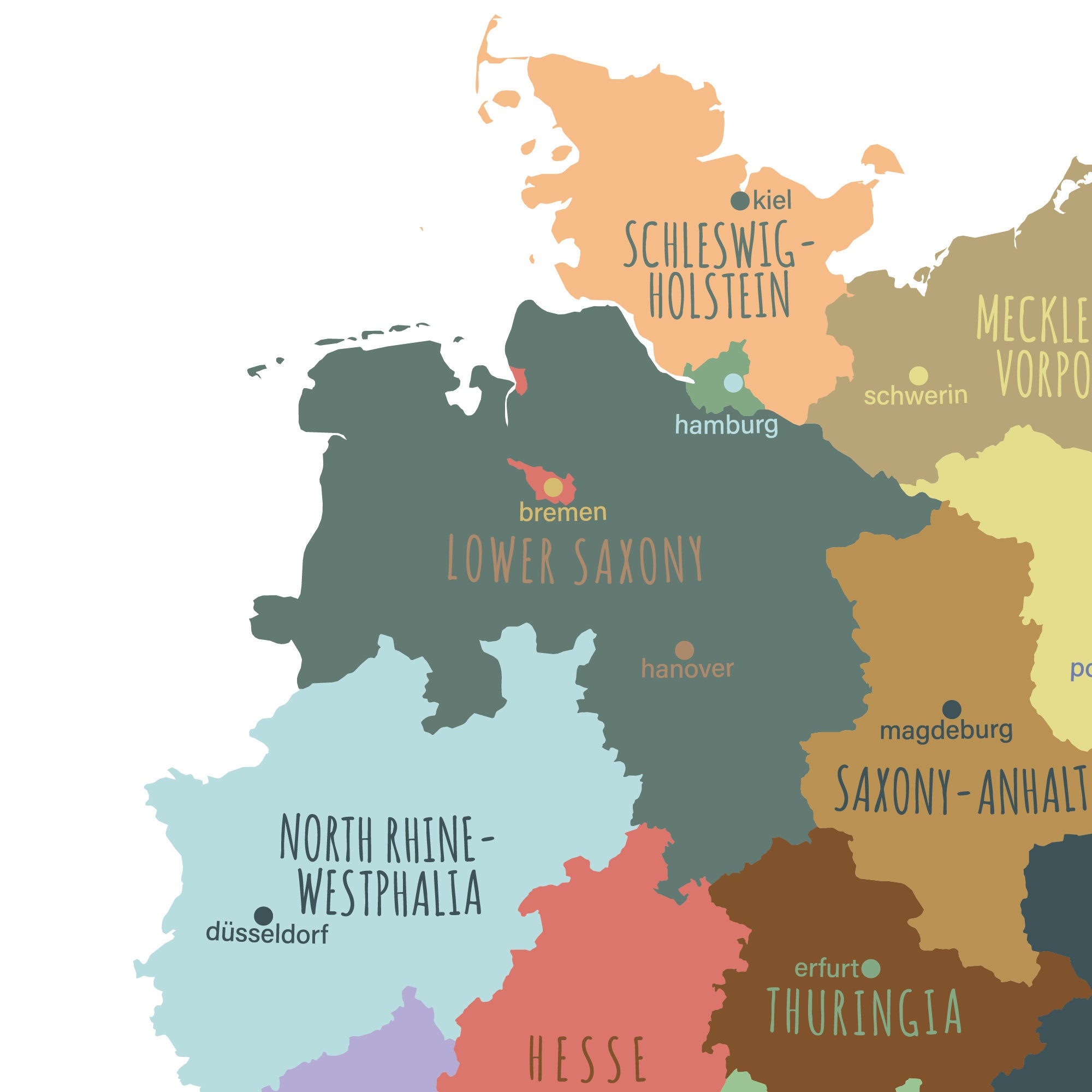 Germany Map, PRINTABLE Germany States and Capitals, Labeled Germany Map ...