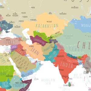 World Map Poster, PRINTABLE World Map With Countries, Map of the World ...