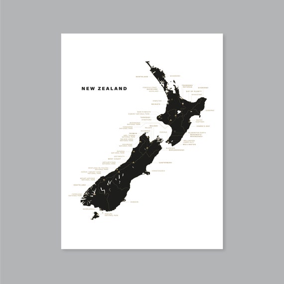New Zealand Map Printable New Zealand National Parks Map NZ | Etsy