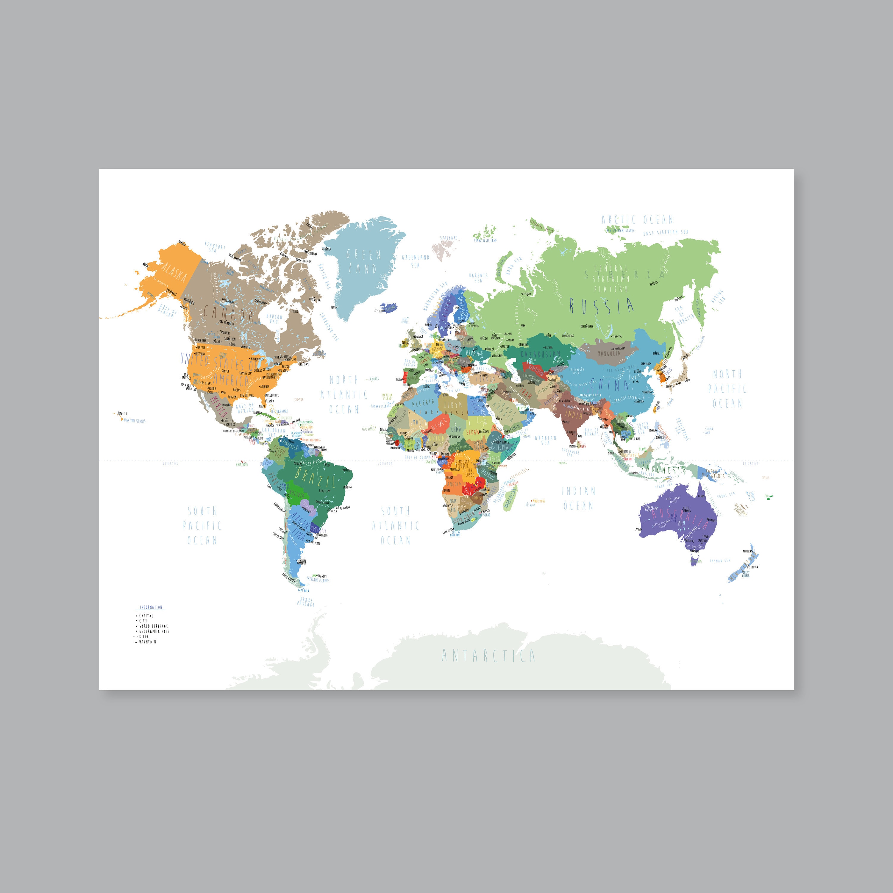 Large World Map Poster PRINTABLE Big Size World Map World - Etsy
