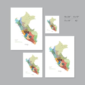 Peru Map Print: Regions, Provinces & Capitals (digital Download) #P610 ...