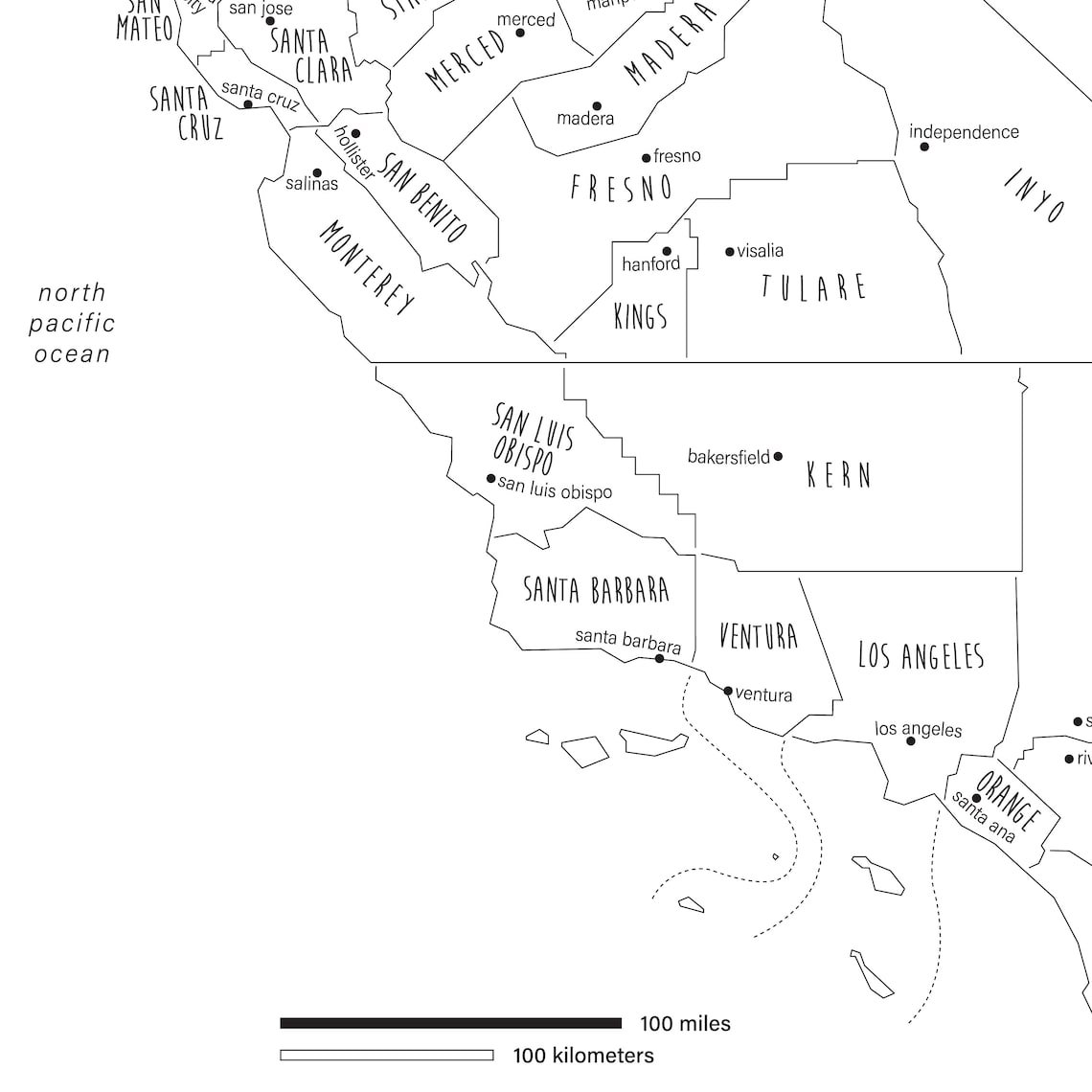 California Map Poster PRINTABLE California County Map CA | Etsy