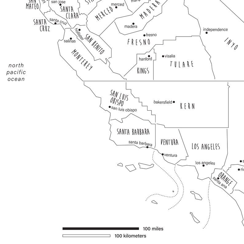 California Map Poster PRINTABLE California County Map CA | Etsy