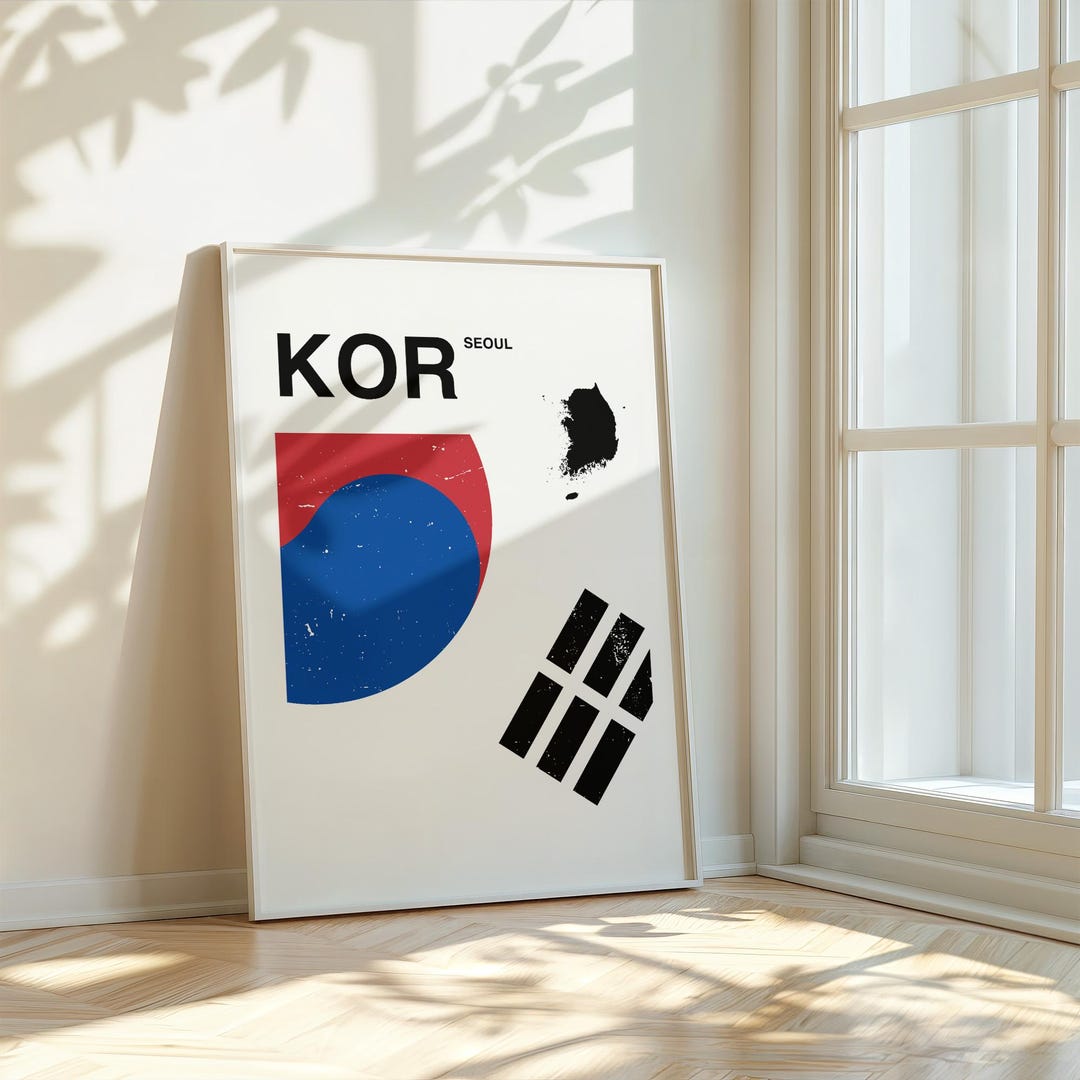 Korea Flag Poster – Printable Korea Wall Art, Minimalist Korea Flag ...