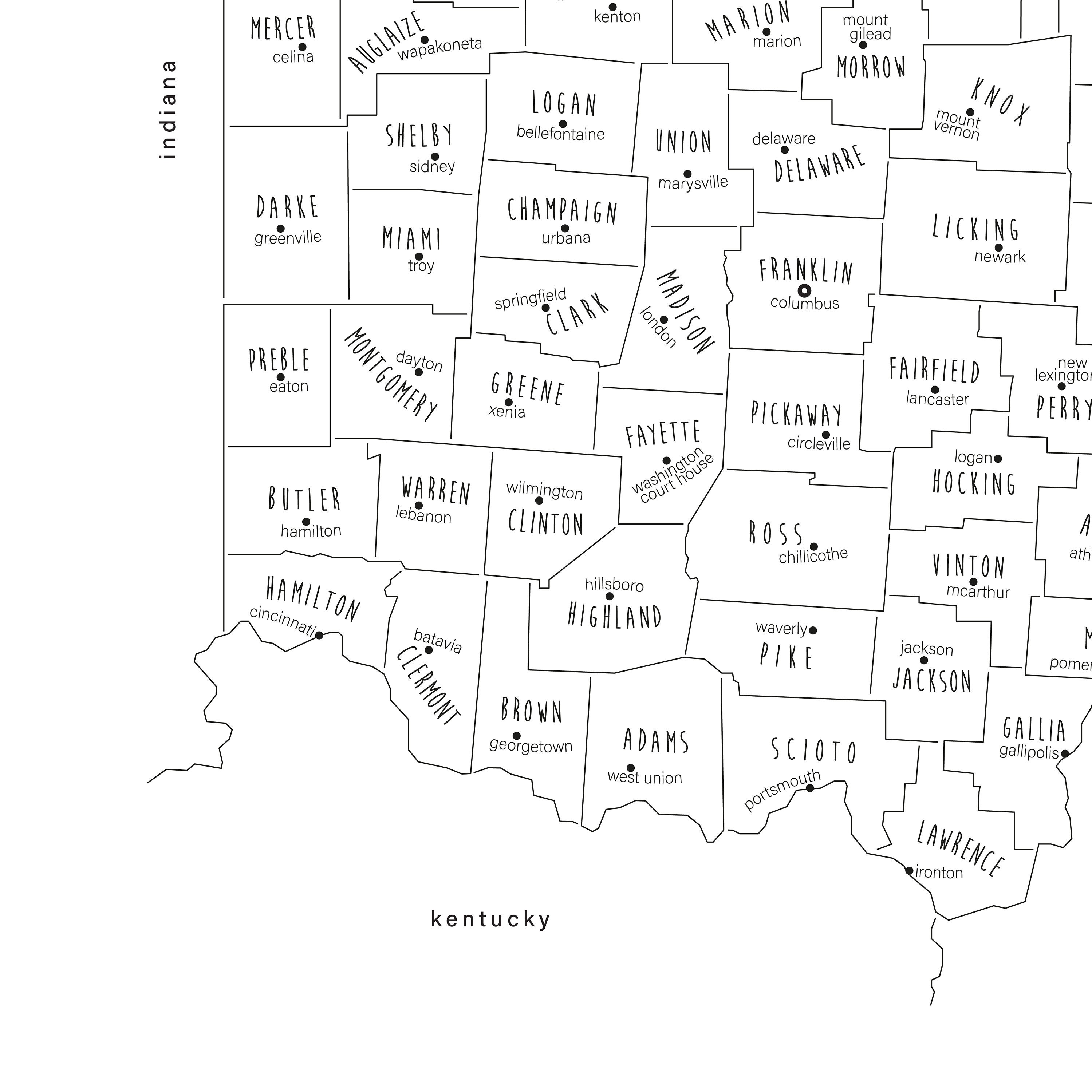 Ohio Map Art PRINTABLE Ohio County Map OH Ohio State Map - Etsy Canada