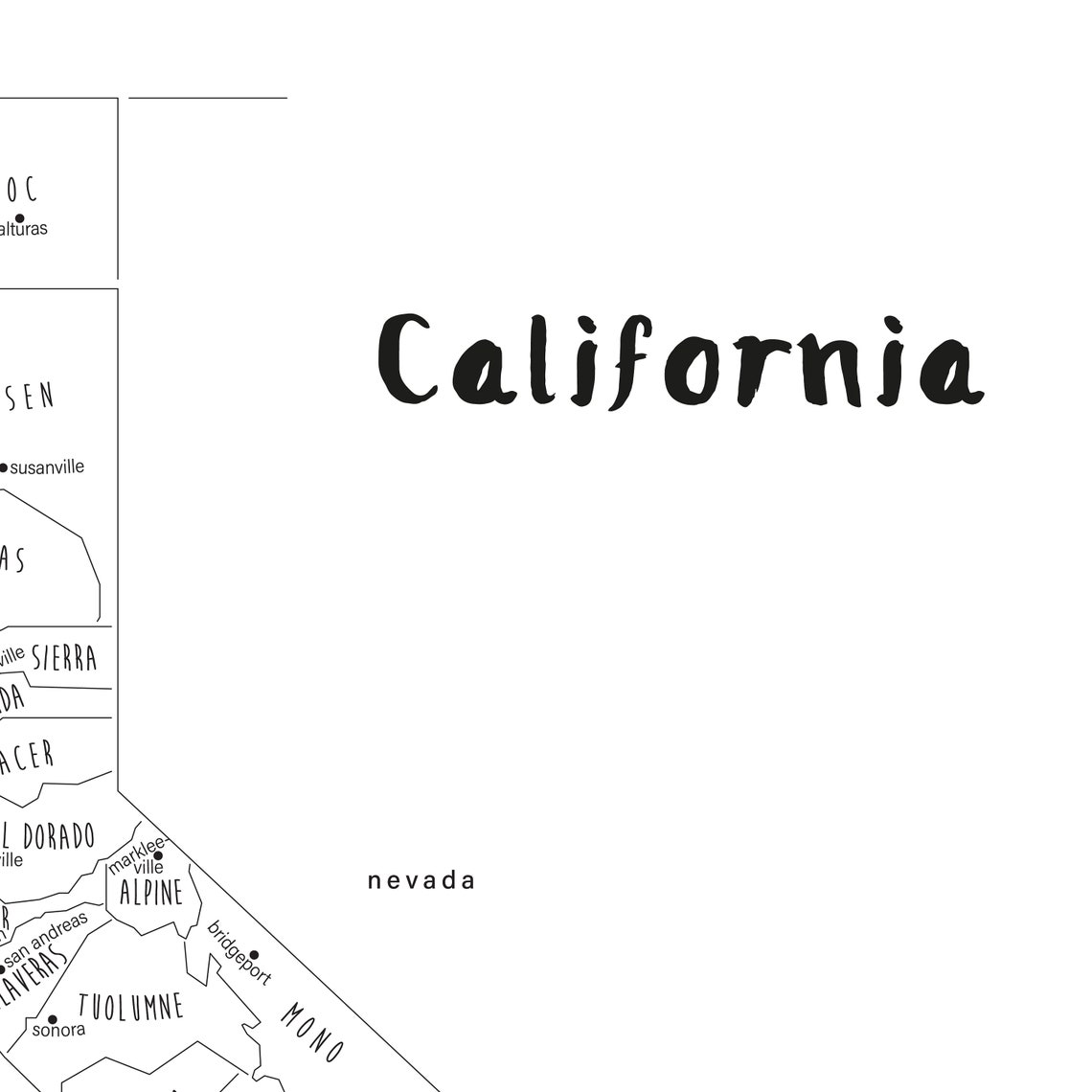 California Map Poster PRINTABLE California County Map CA - Etsy