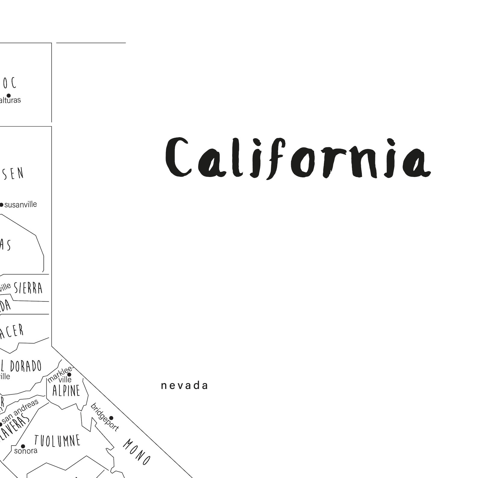 California Map Poster, PRINTABLE California County Map CA, California ...