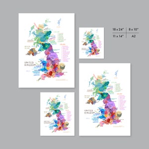UK County Map Print: Labeled United Kingdom Map (digital Download) - Etsy