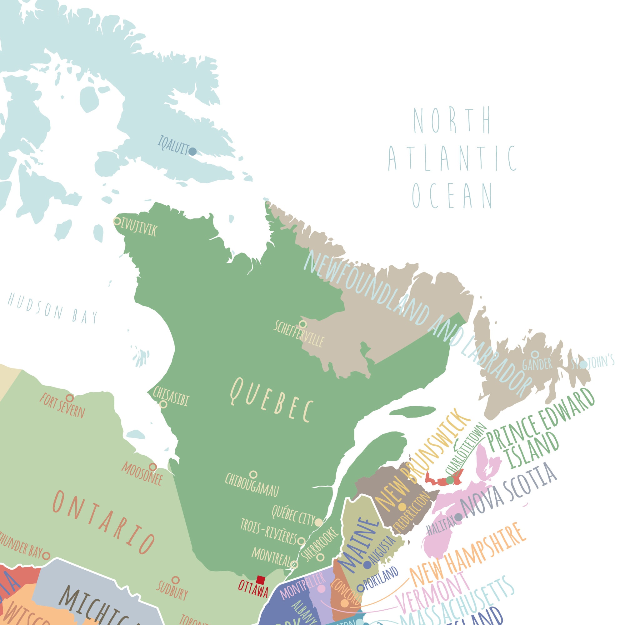 Mapa De Actividad De Estados Unidos Y Canadá Mapa Político De