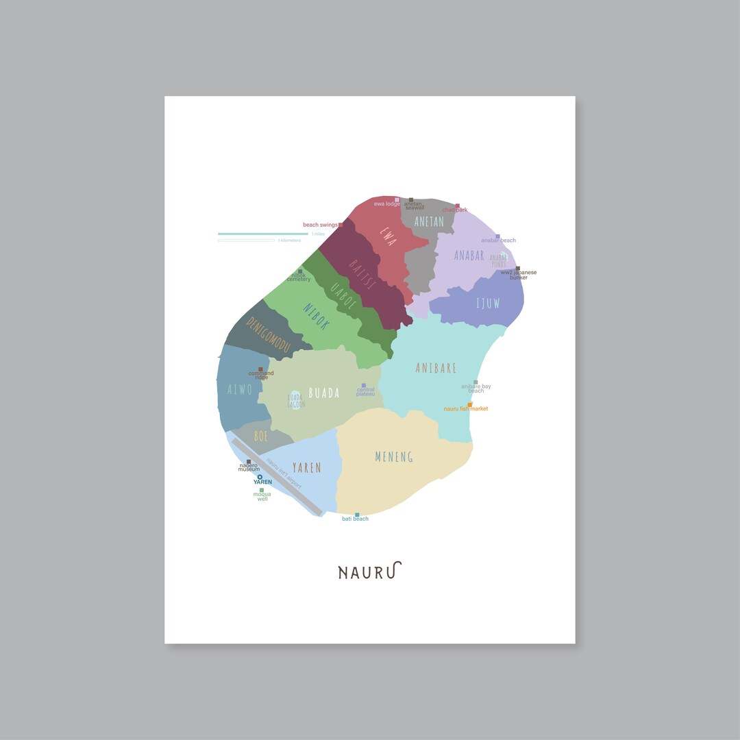 Nauru Map, PRINTABLE Nauru Regions Map, Labeled Nauru Map, Oceania ...