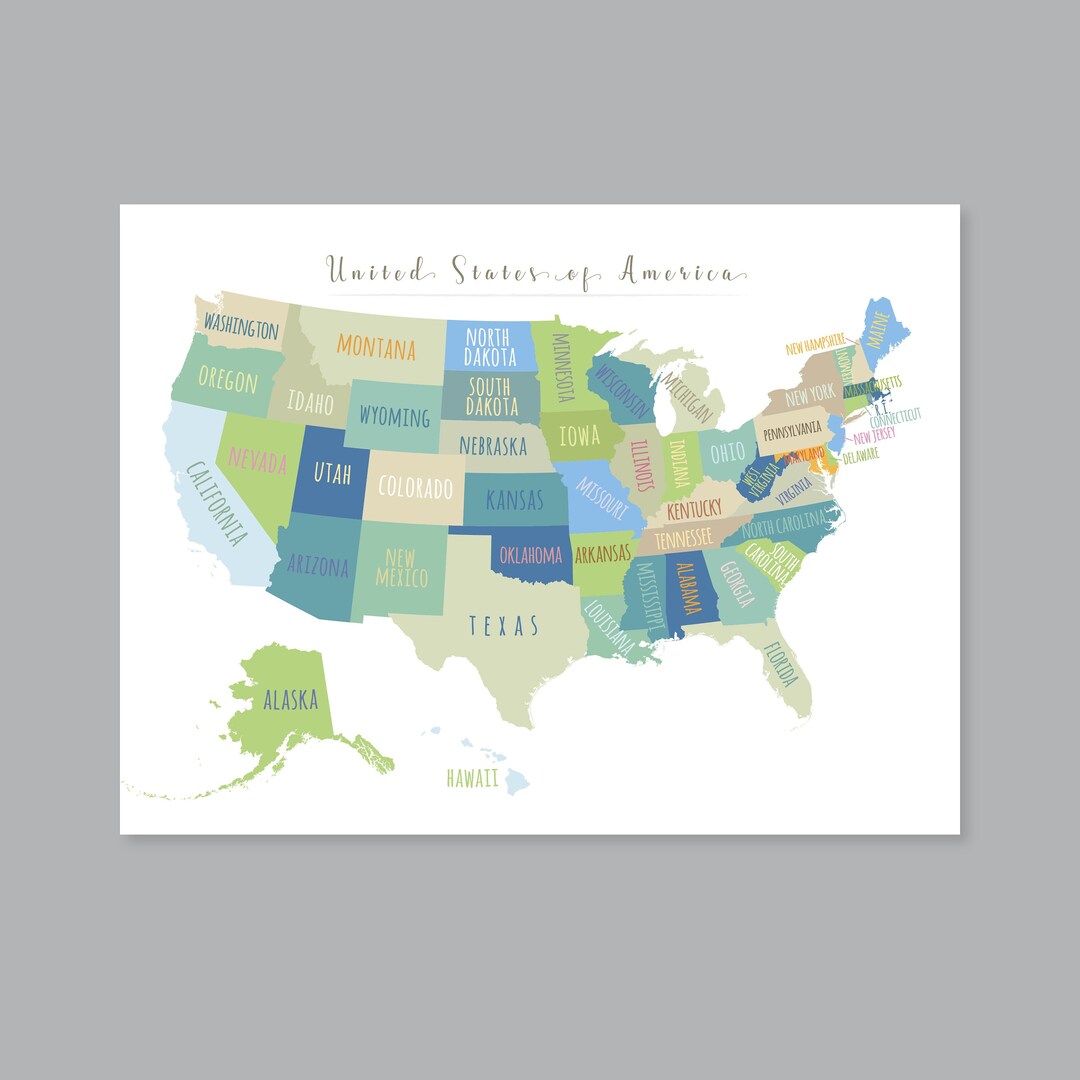 United States Map Wall Art PRINTABLE United States Map Print - Etsy