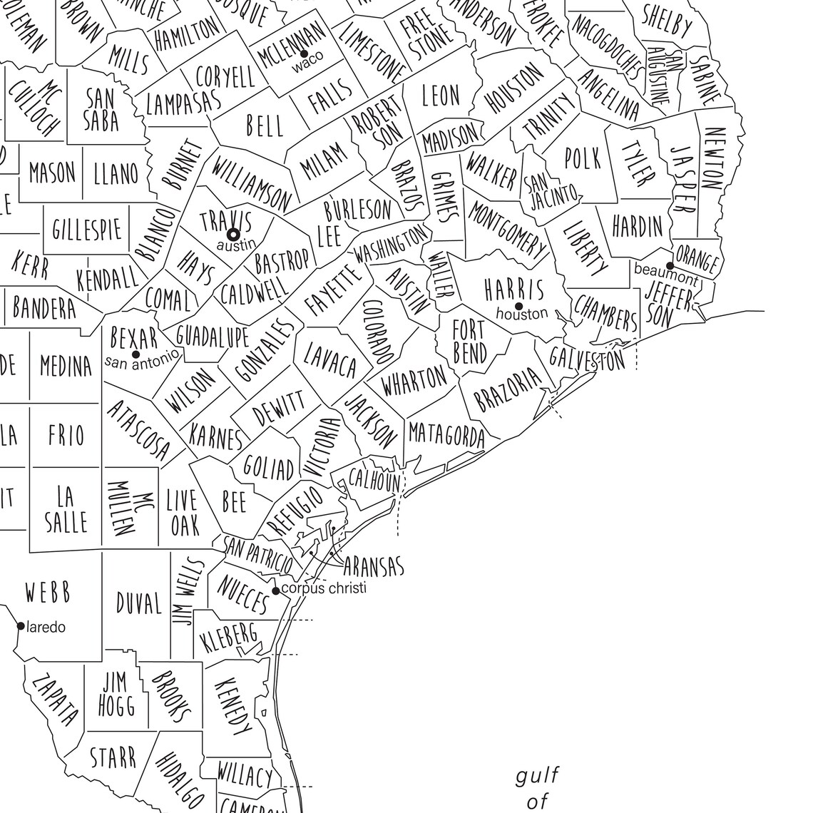 Texas Map Poster PRINTABLE Texas Countries Map TX Texas - Etsy