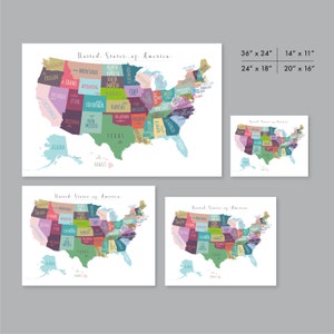 US Map Capitals Wall Art, PRINTABLE United States Map Print, Usa States ...