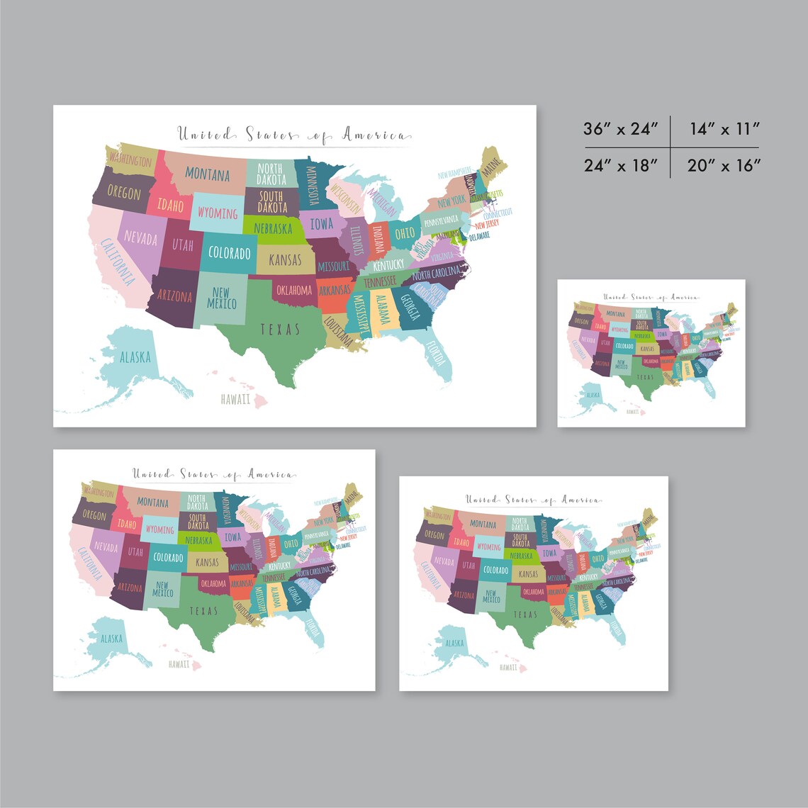 United States Map Wall Art PRINTABLE United States Map Print - Etsy