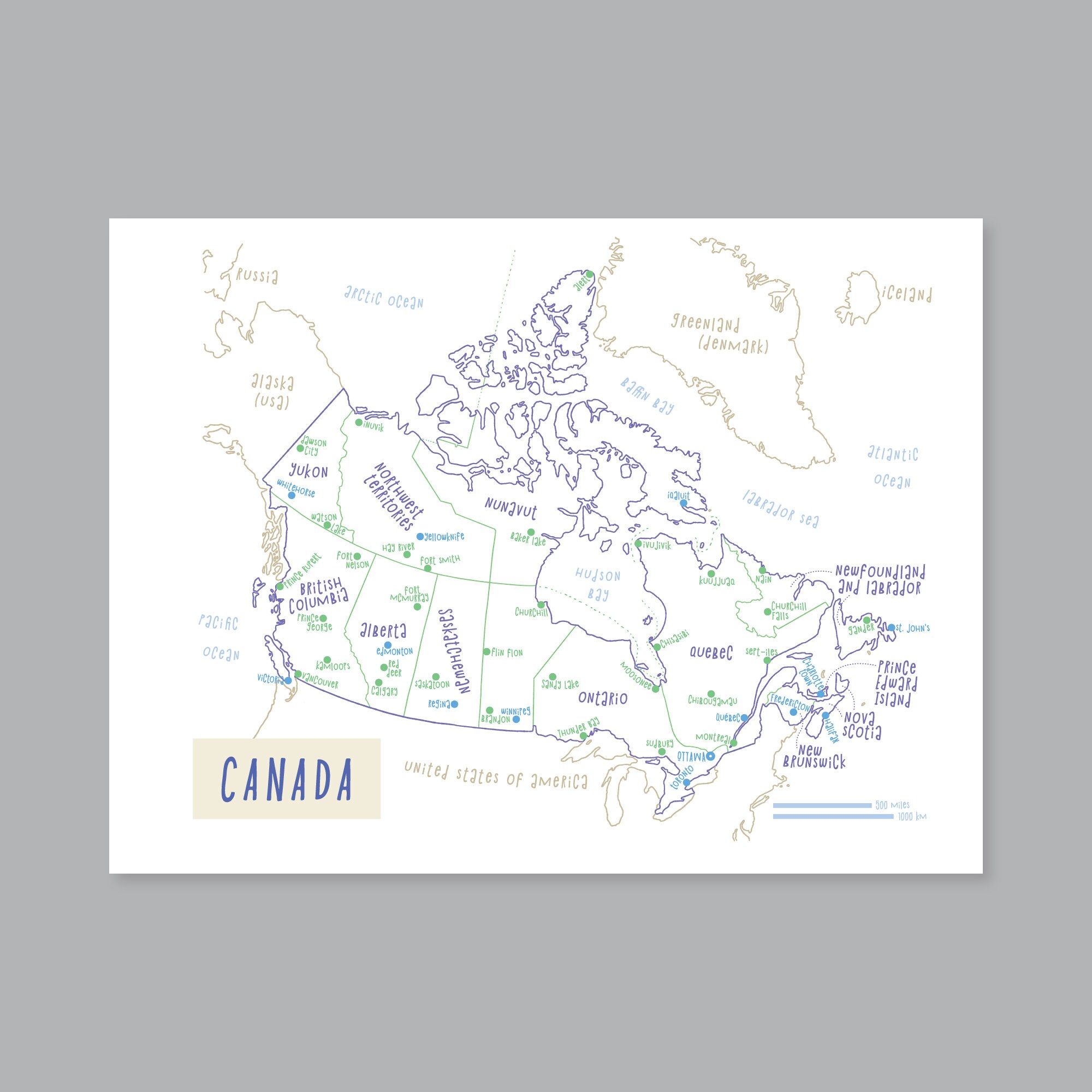 Canada Map, PRINTABLE Canada Provinces, Capitals, Cities, Labeled ...