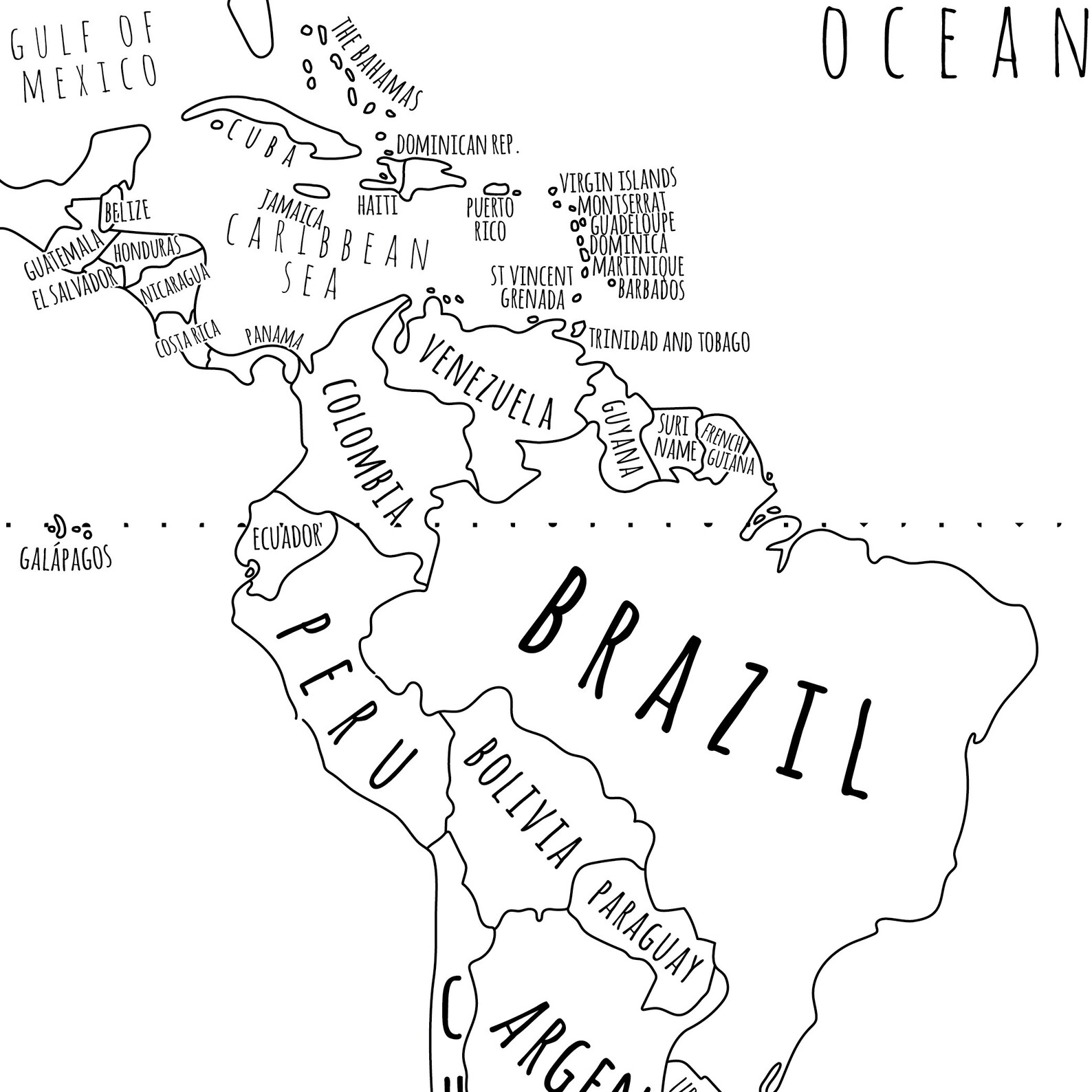 Mapa del mundo con países MAPA PRINTABLE de la pared del | Etsy