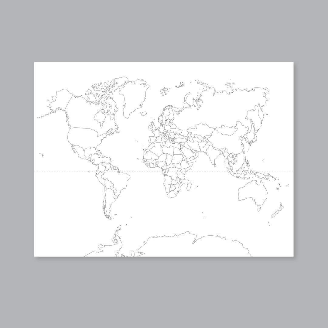 Mapa mundial com países, arte de parede do mapa mundial para impressão ...