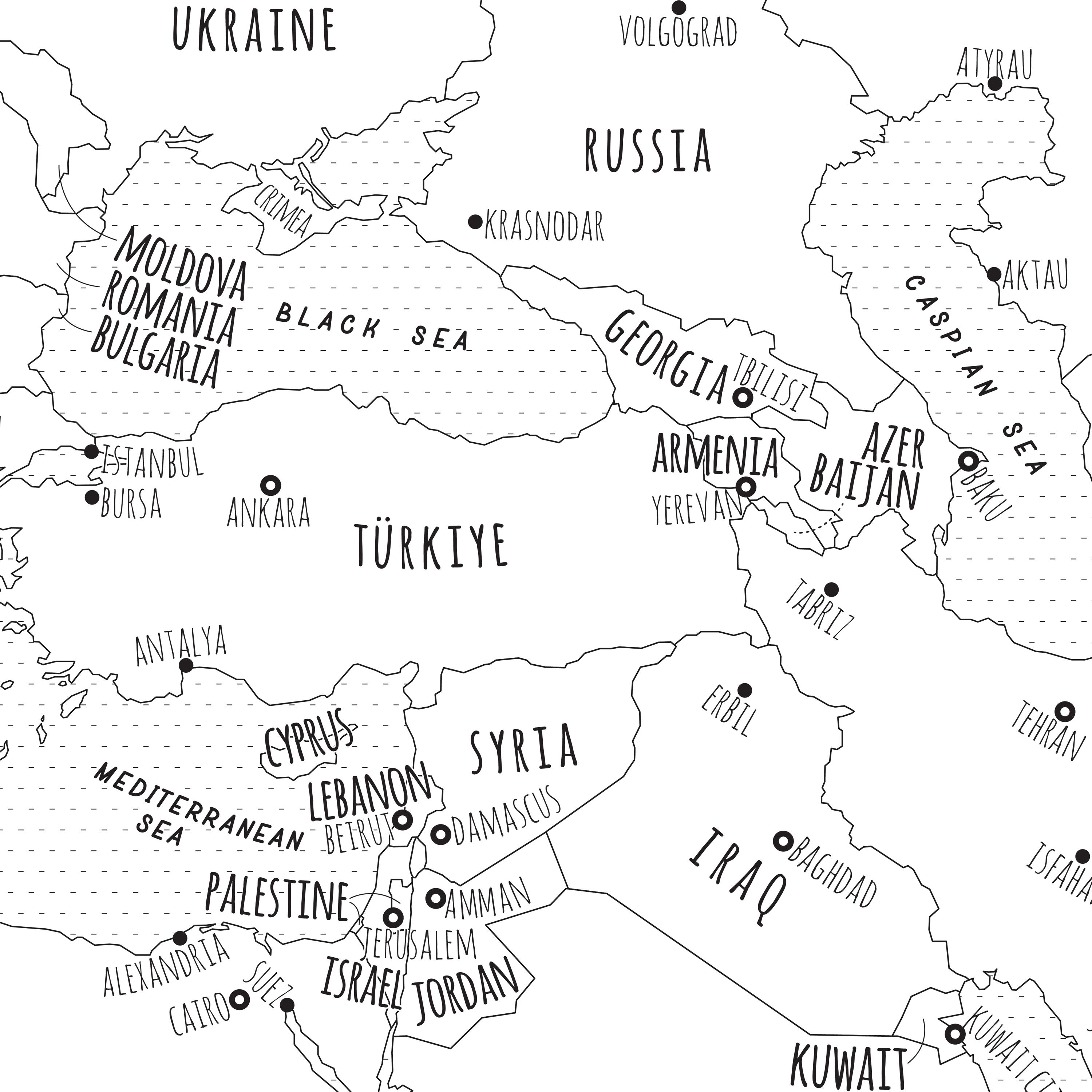 Printable Middle East Map : Home Decor (PDF/JPG) #P751 - Etsy