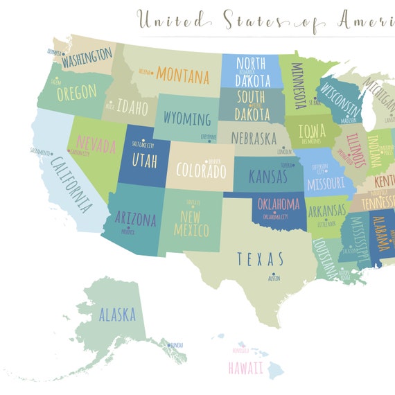 Free Printable United States Map With State Names And Capitals