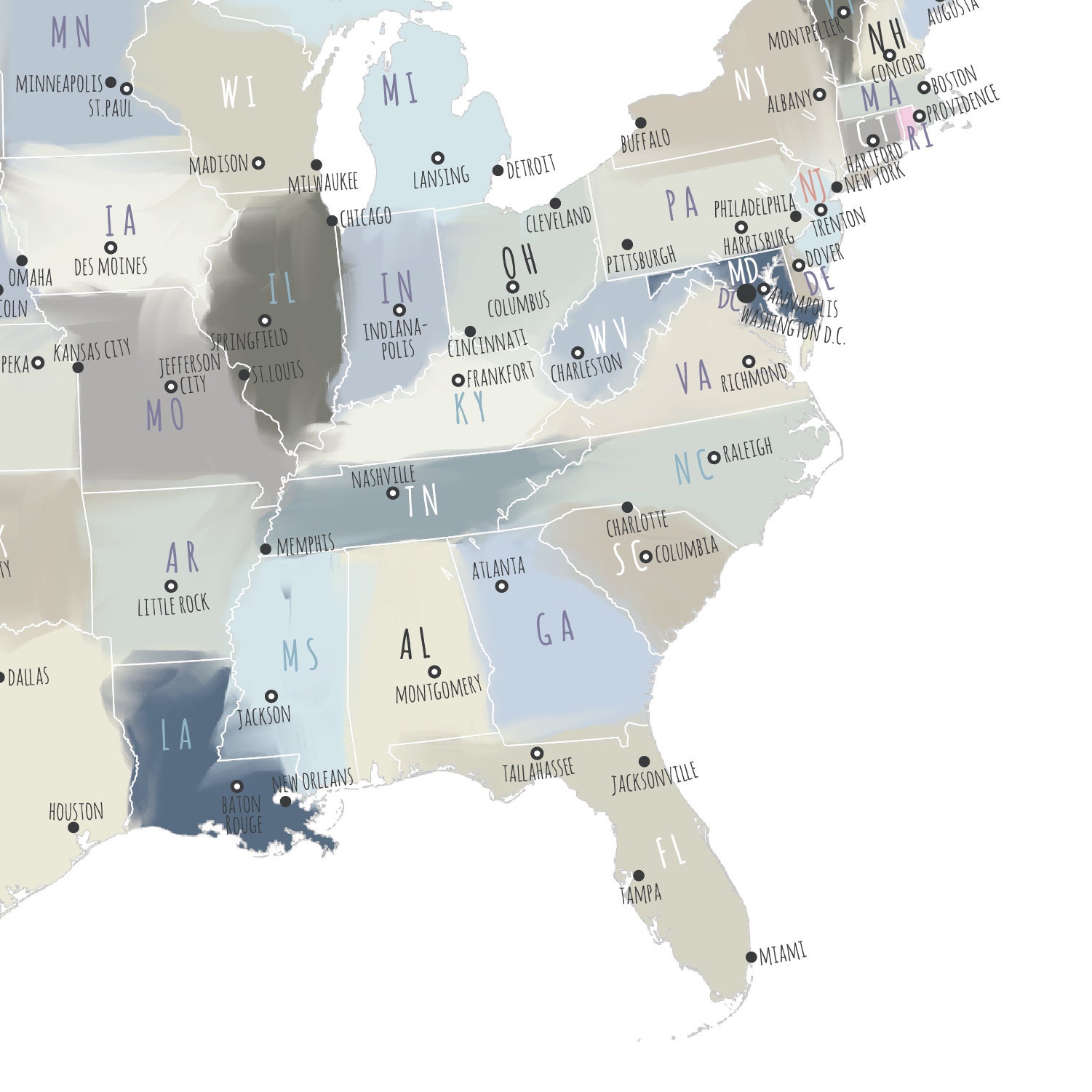 United States Map Wall Art PRINTABLE United States Map Print - Etsy