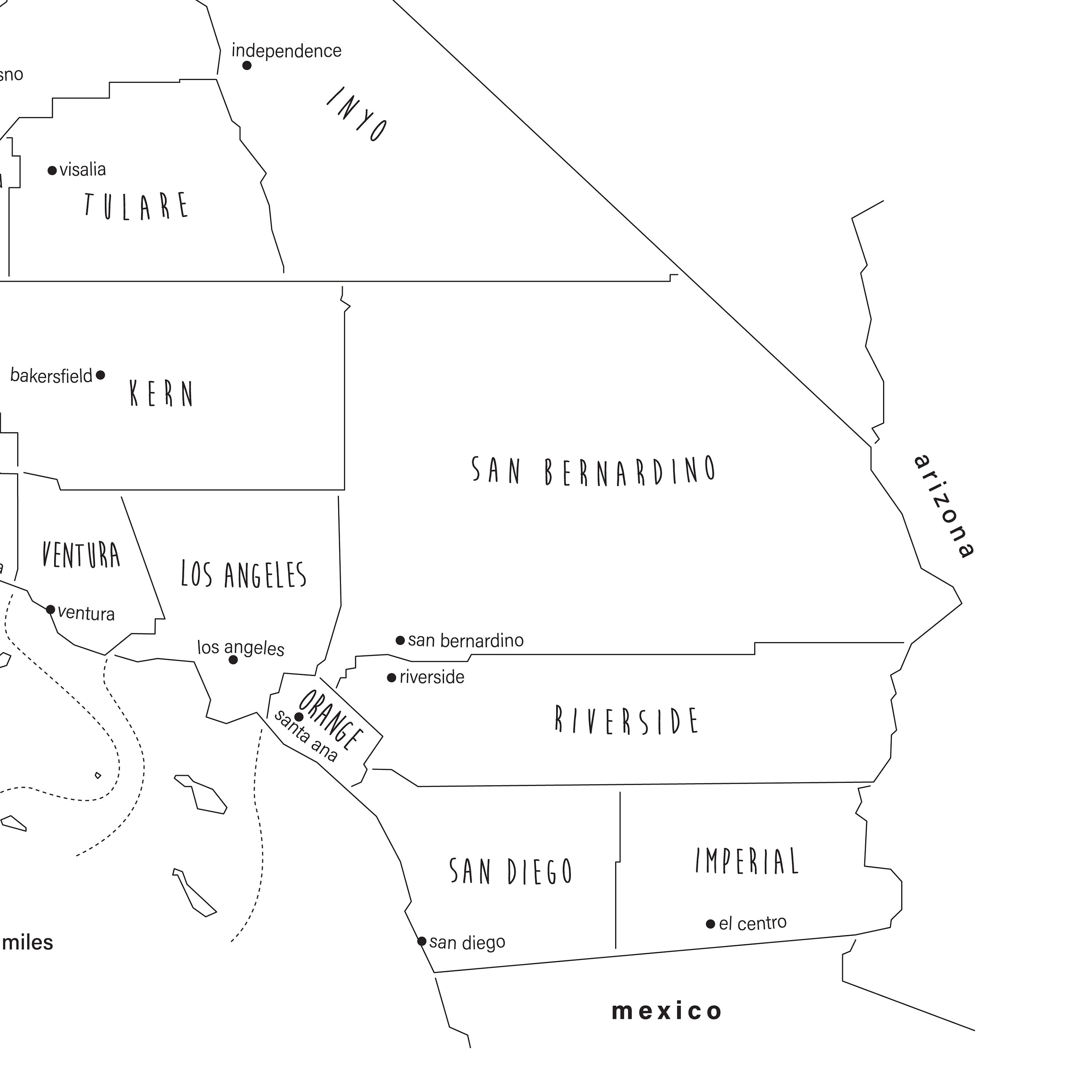 California Map Poster PRINTABLE California County Map CA - Etsy