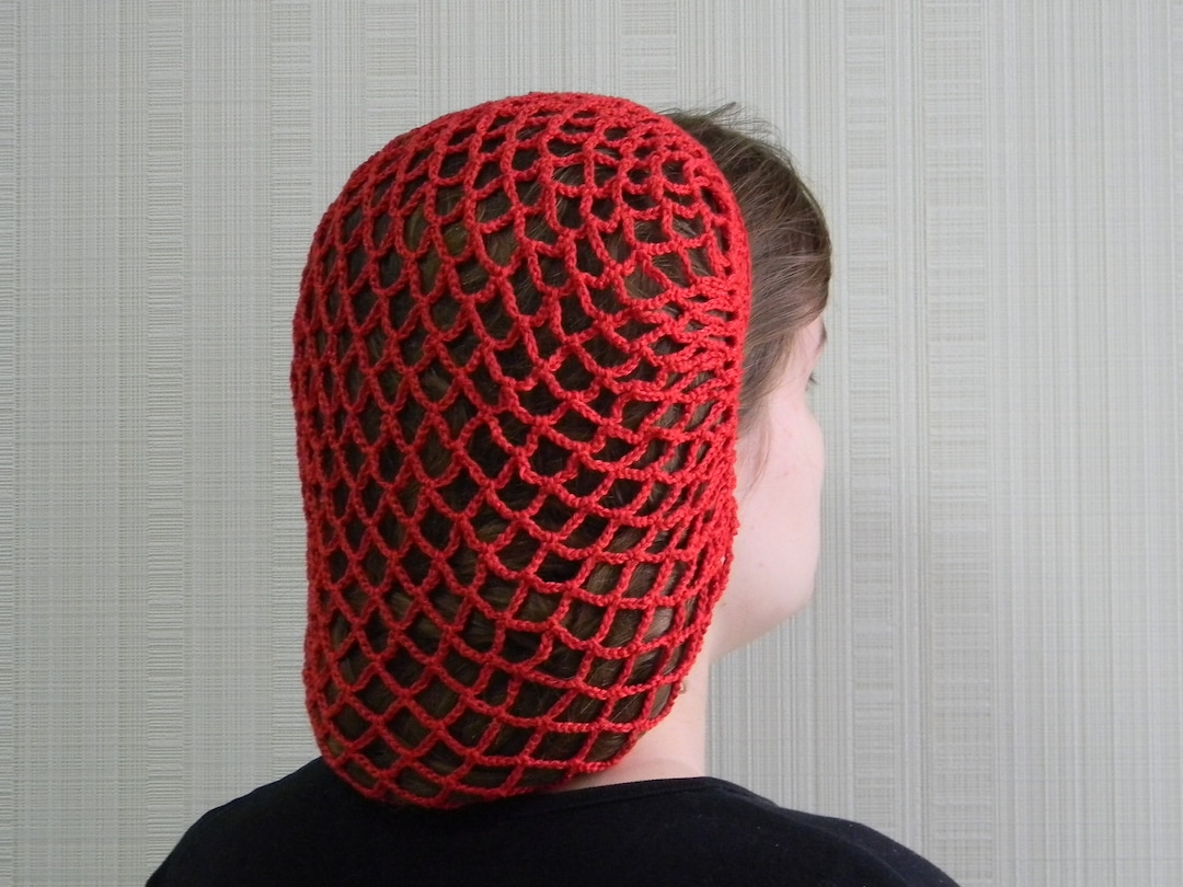 Hair Snood for Women Head Covers Crochet Red Hair Net Snood Hair Net ...