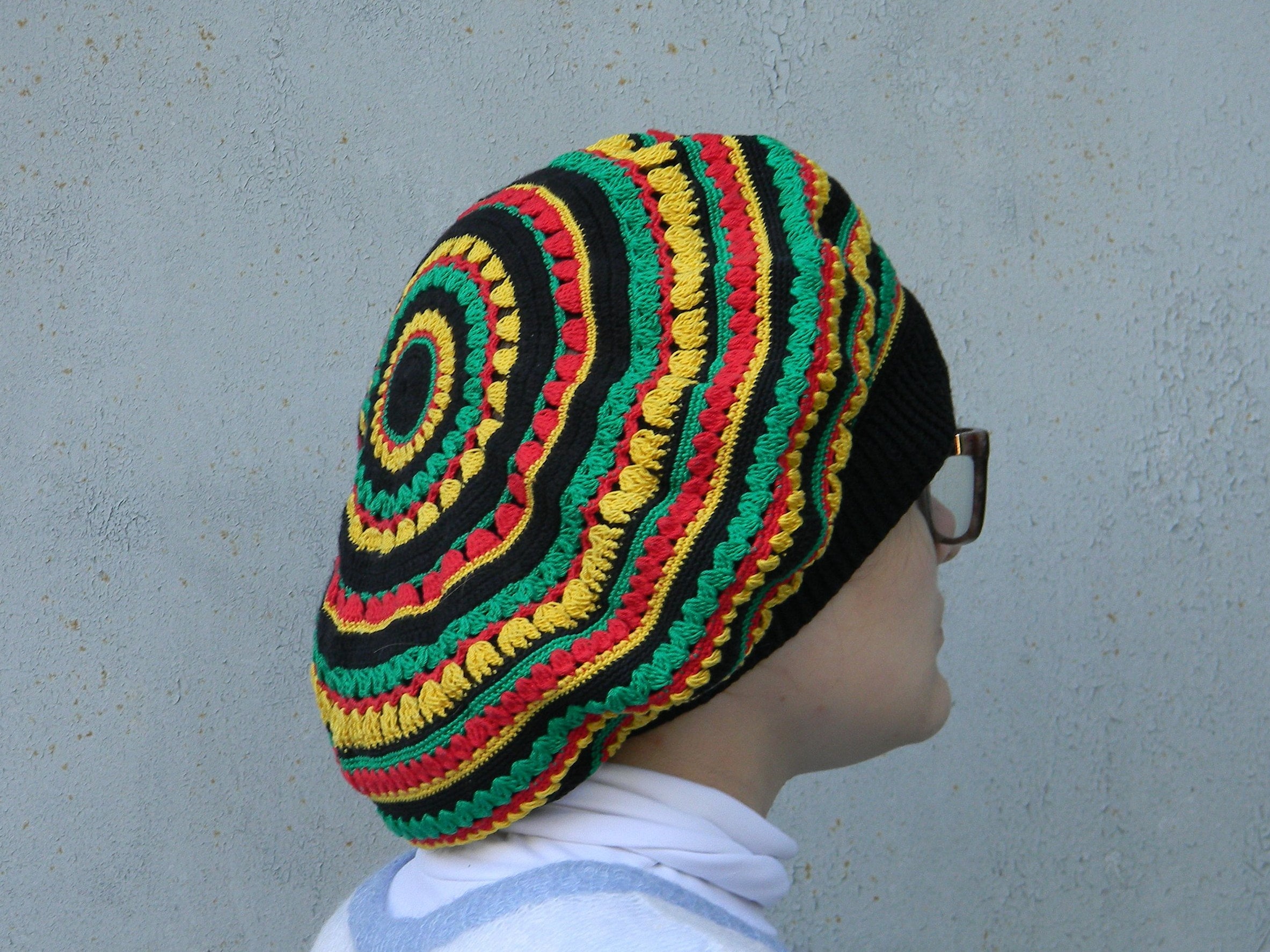 Dreadlock Hat Jamaican Slouchy Hat Rasta Reggae Hat Oversized Beret ...