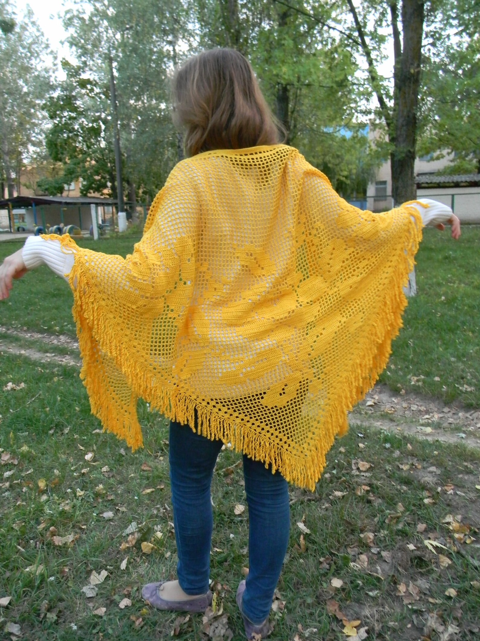 Yellow Crochet Shawl Triangle Shawl Lace Wedding Wrap Crochet Bridal ...
