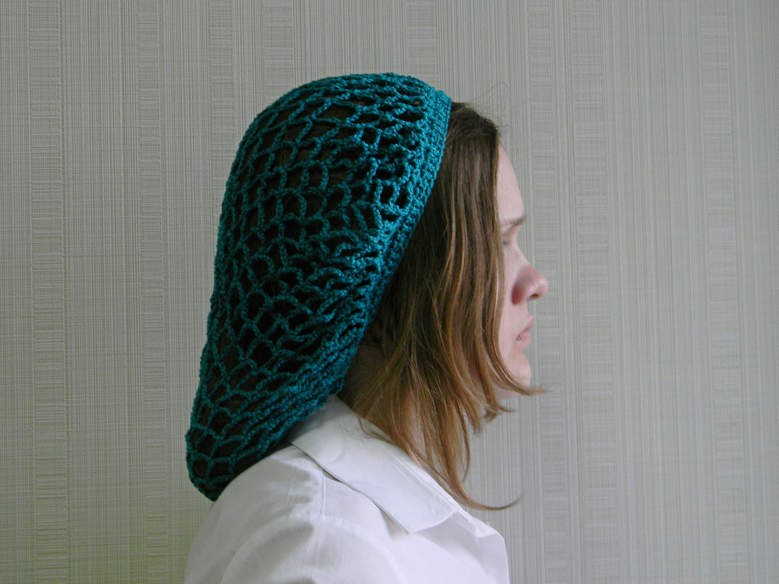 Hair Snood for Women Crochet Teal Hair Net Retro Hair Snoods for Women ...