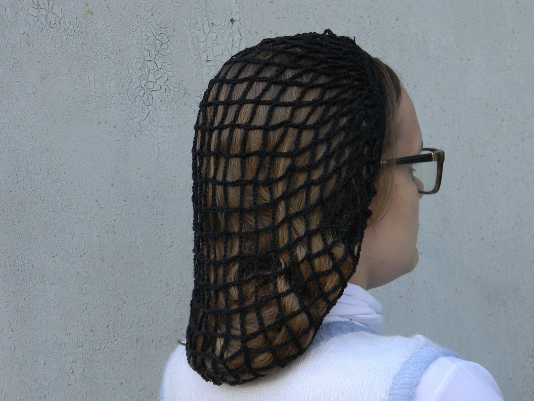 Black Hair Snood for Women Crocheted Hair Snood Black Crochet Snood ...