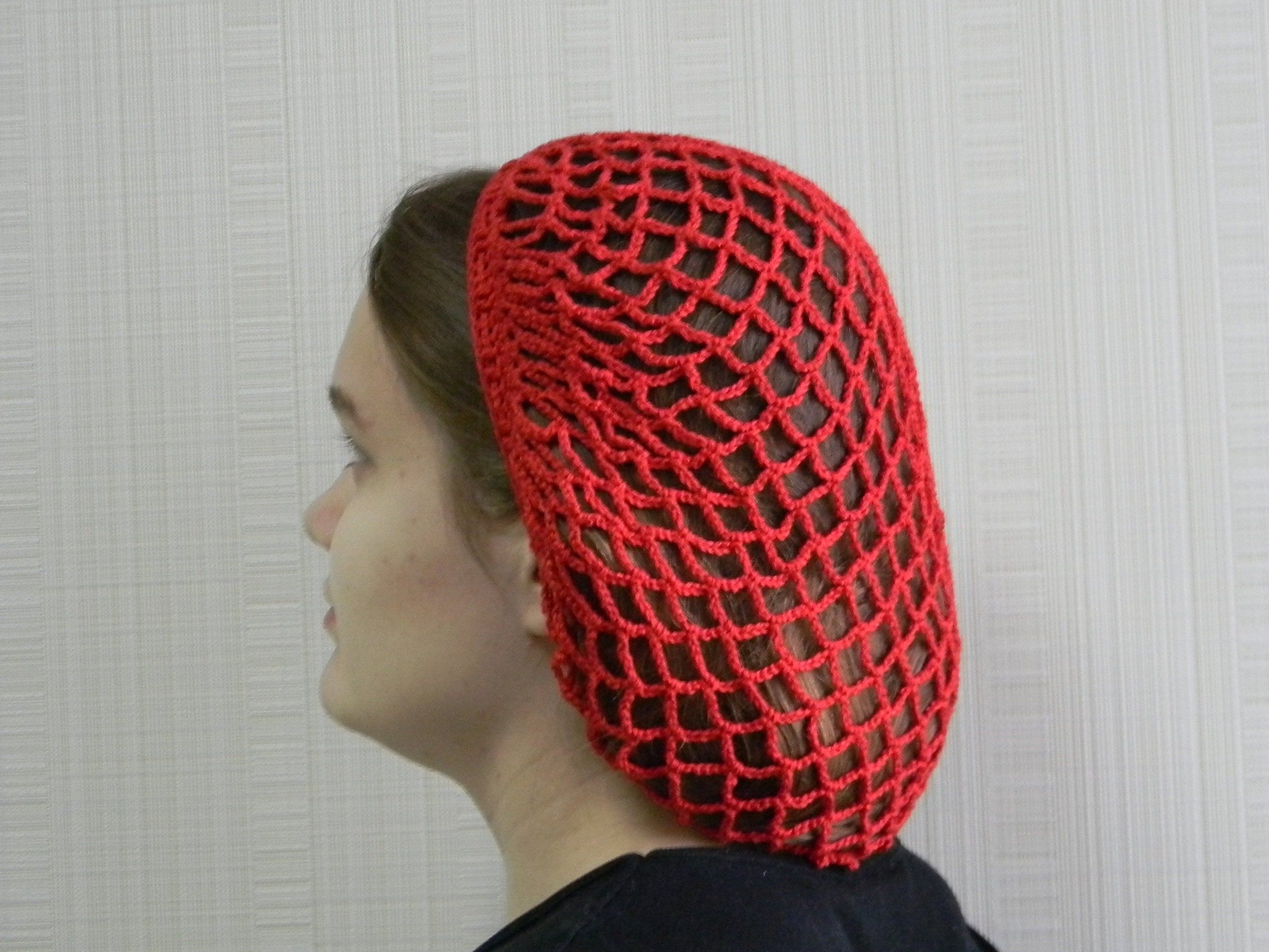 Hair Snood for Women Head Covers Crochet Red Hair Net Snood Hair Net ...