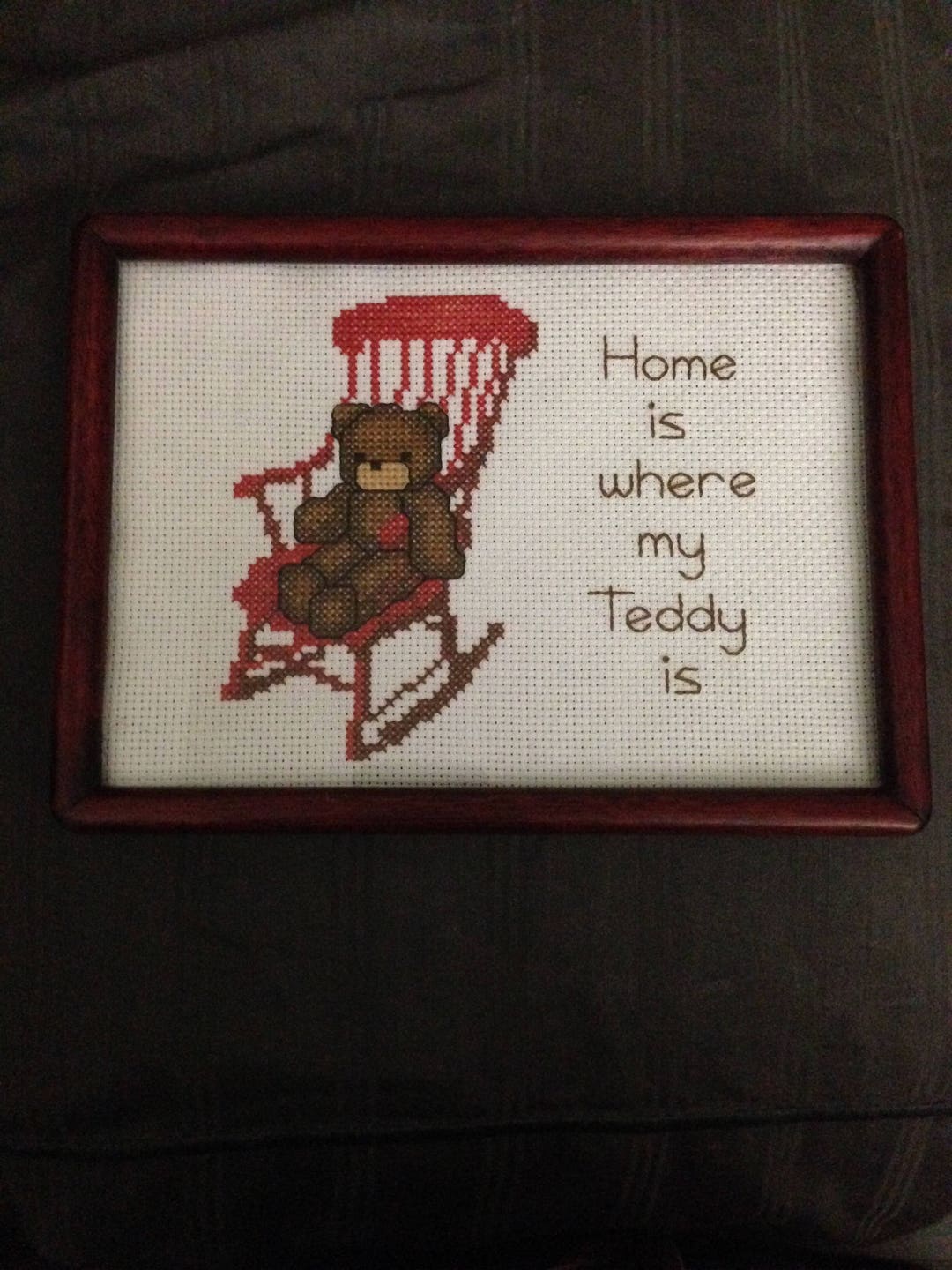 7.5x5.5 Finished Teddy Bear in a Rocking Chair Cross Stitch - Etsy