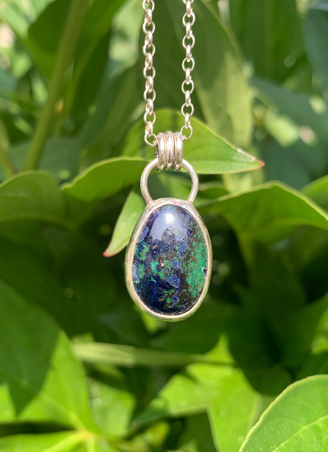 Handmade Sterling Silver Azurite Pendant Necklace - Etsy Singapore