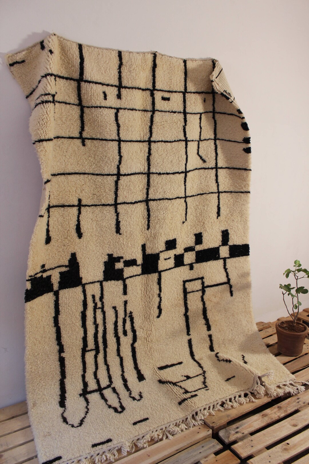 Beni Ourain Rug, Authentic Moroccan Rug, 10 Ft X 7ft Berber Carpet ...