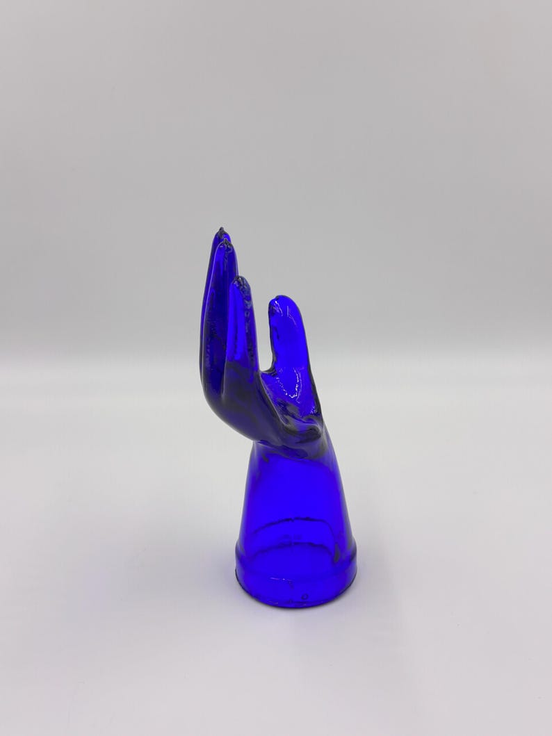 Vintage Cobalt Blue Glass Hand Jewelry Ring Bracelet Display - Etsy