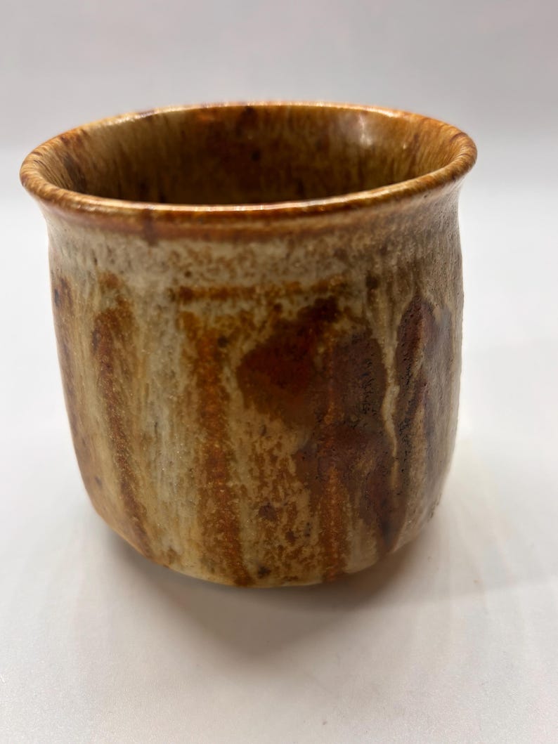 Tan Sand Colored Glazed Hand Thrown Hand Made Cup Handleless Mug ...