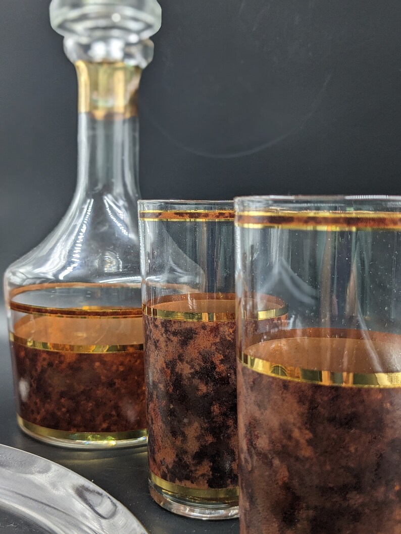 Vintage Culver Tortoise (4) Highball Decanter Set - Etsy