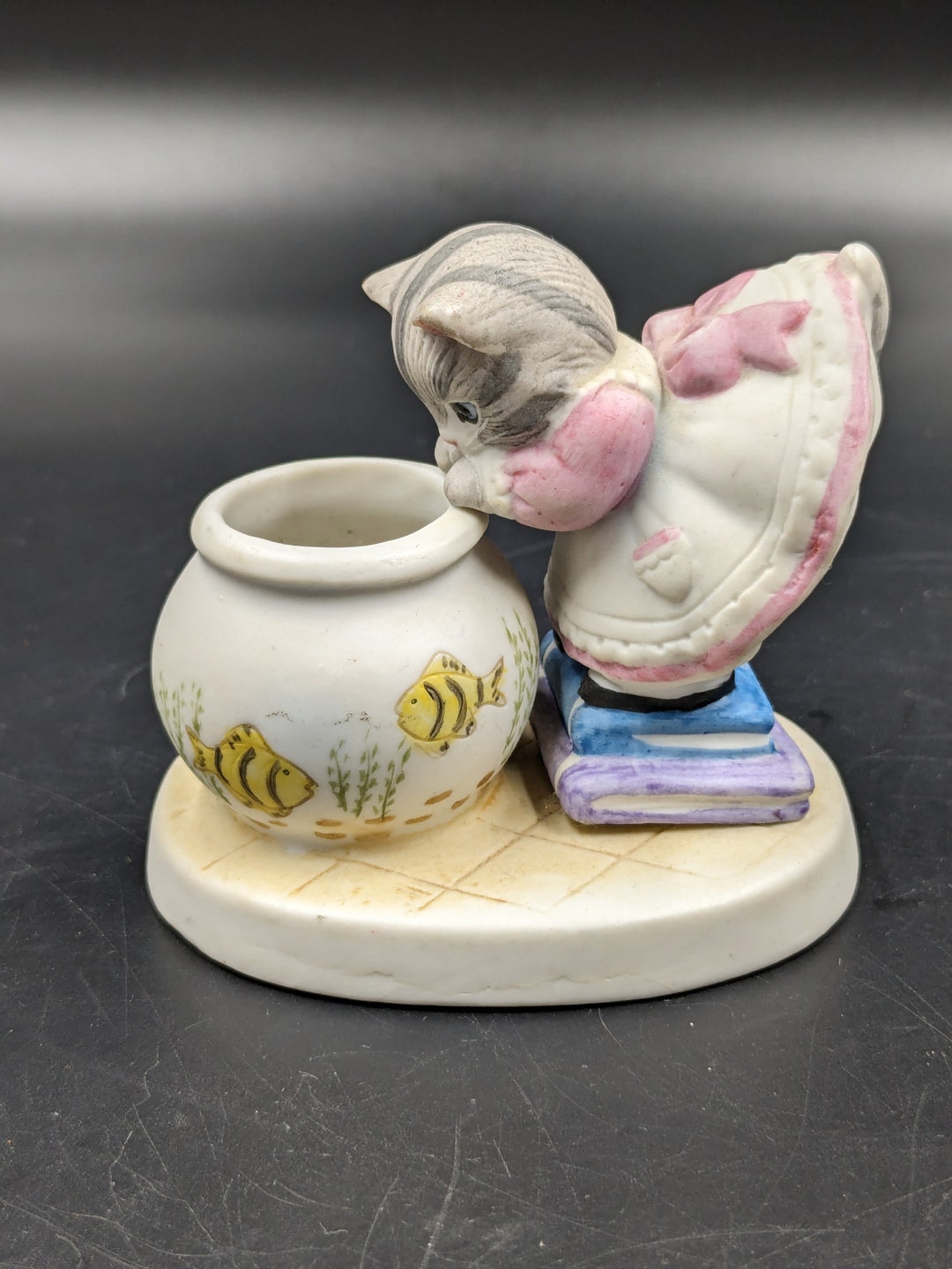 1985 Schmid Porcelain Kitty Cucumber " at the Fish Bowl" Figurine - Etsy