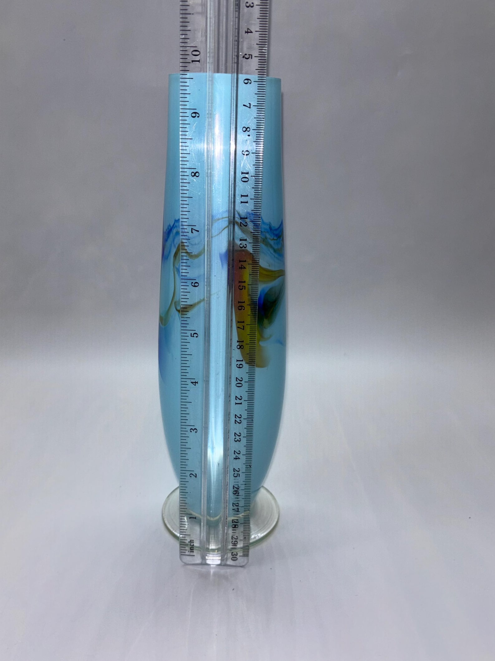 Dalian Glass Co. Snowflakes Vase Made in China Blue Swirl Vintage Cased ...