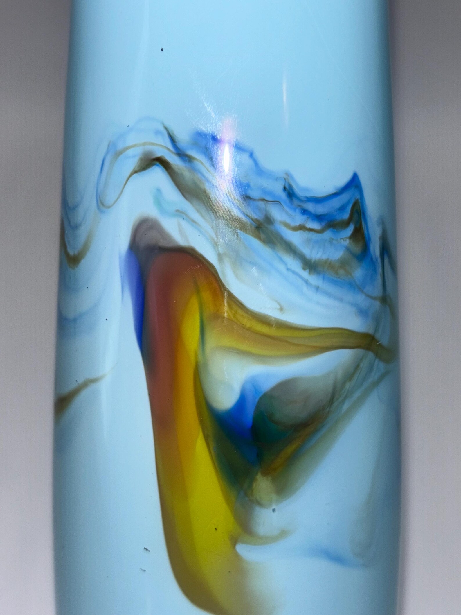 Dalian Glass Co. Snowflakes Vase Made in China Blue Swirl Vintage Cased ...