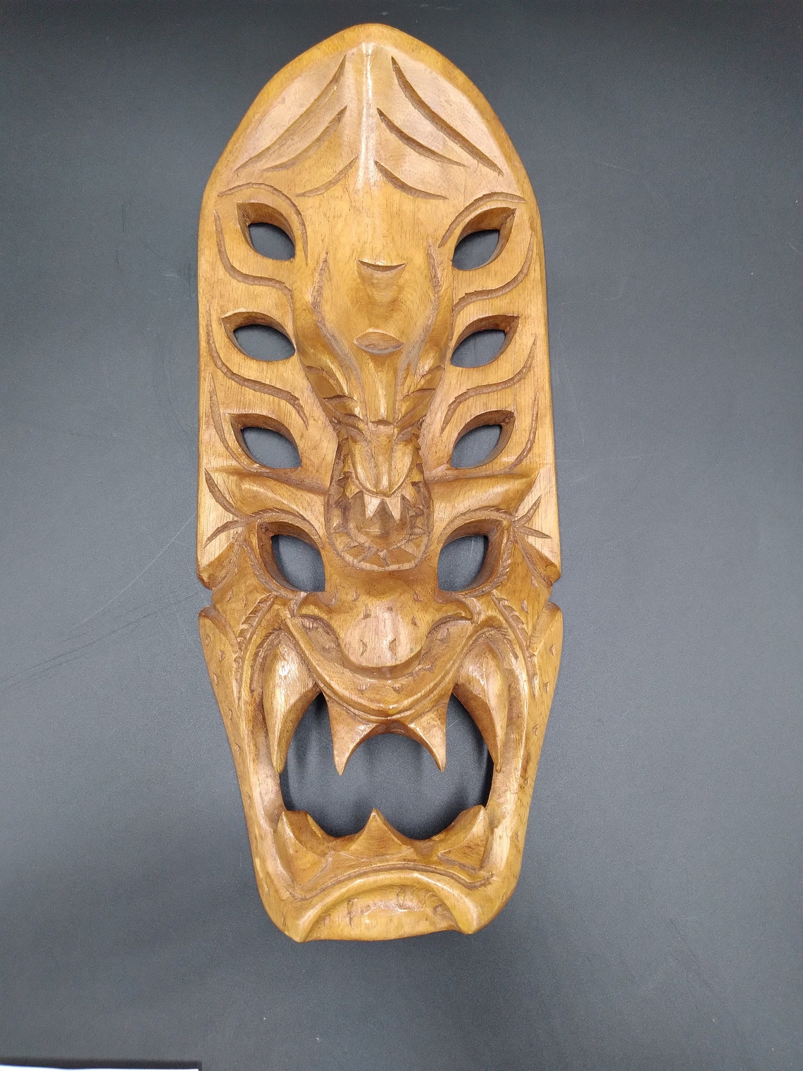 Tiki Hand Carved Wood Aloha Hawaii Monkey Pod Mask - Etsy