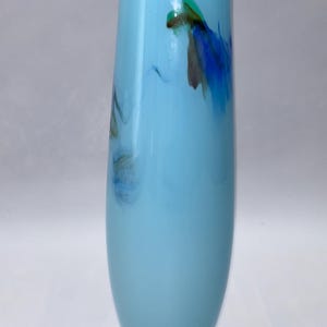 Dalian Glass Co. Snowflakes Vase Made in China Blue Swirl Vintage Cased ...