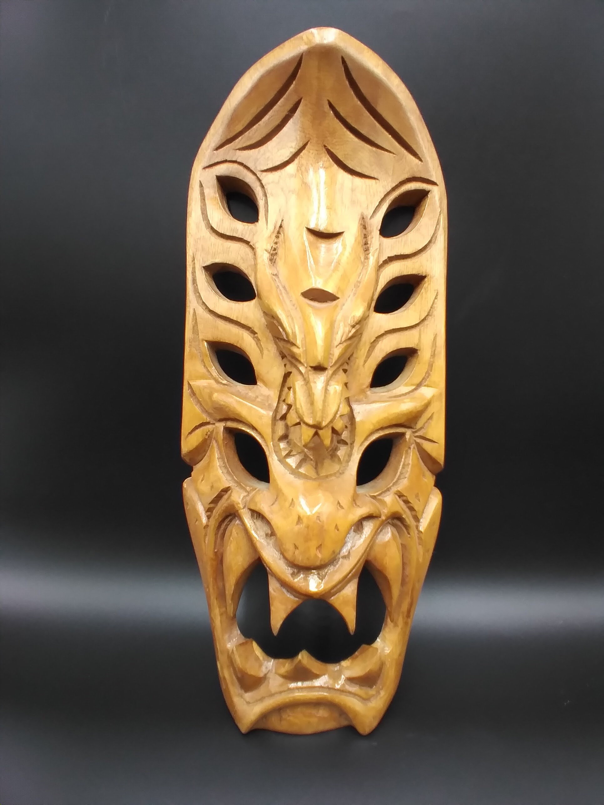Tiki Hand Carved Wood Aloha Hawaii Monkey Pod Mask - Etsy