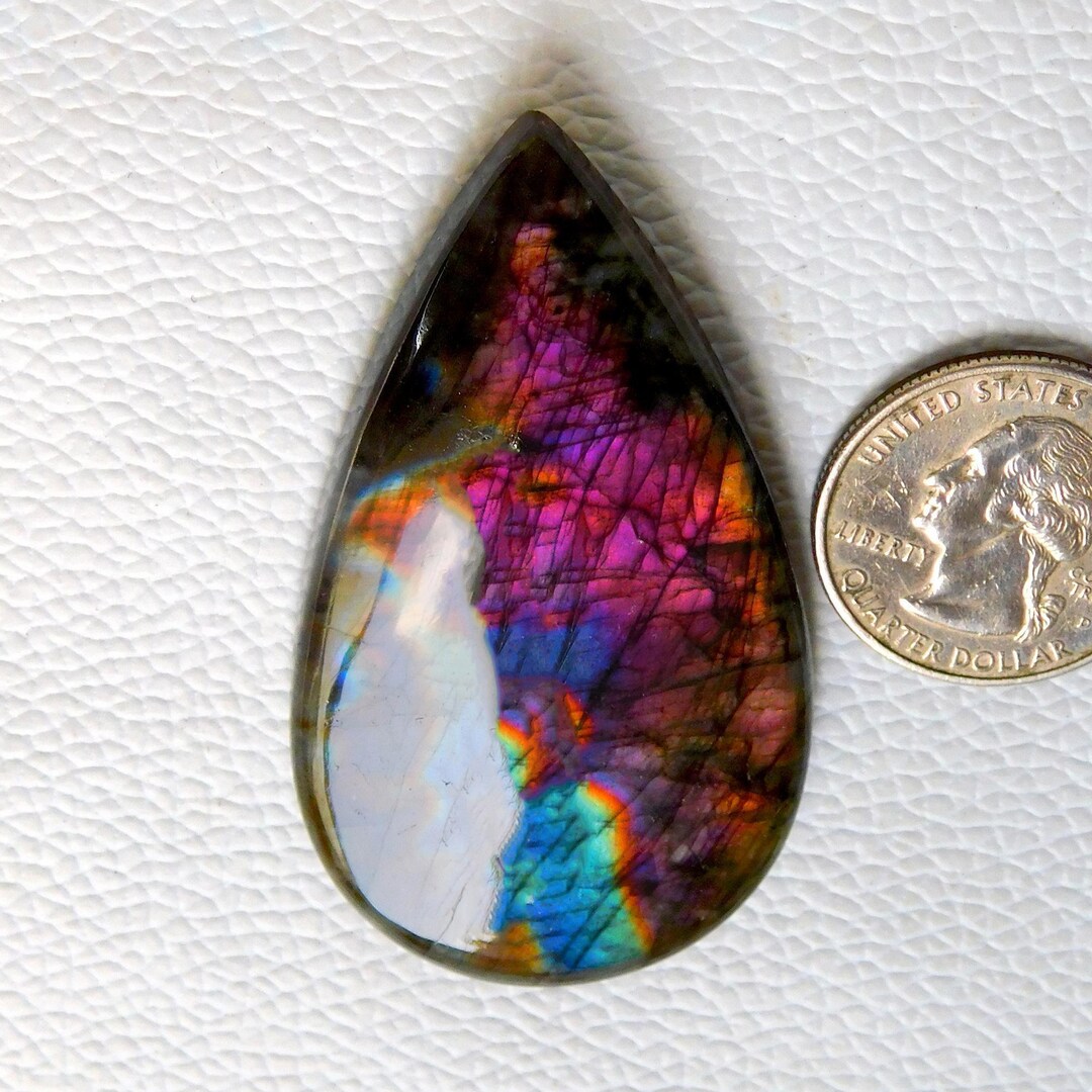 Big 62x33x7mm AAA Quality Multi Purple Labradorite Cabochon Natural ...