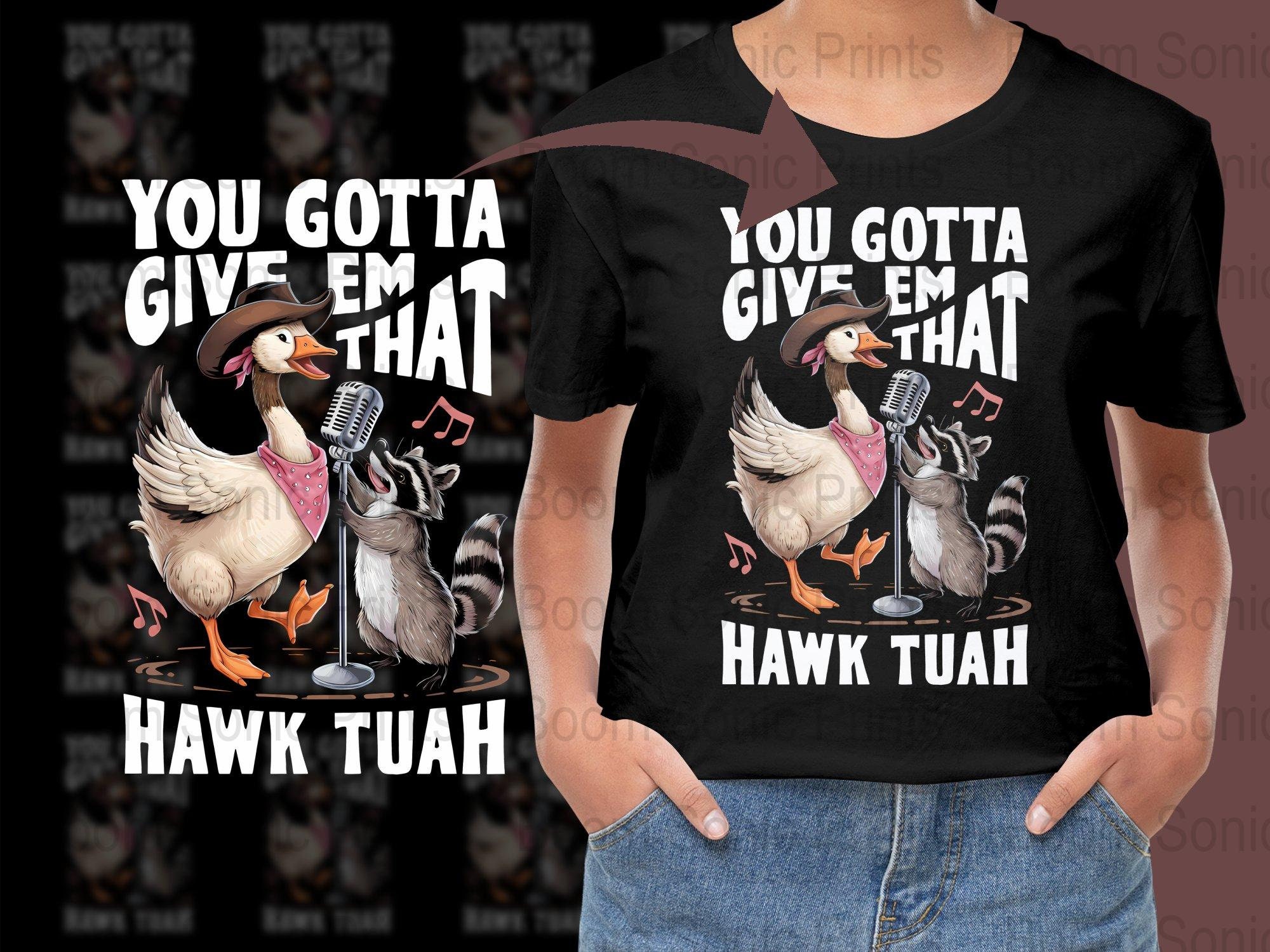 Hawk Tuah Spit on That Thing PNG Funny Duck and Raccoon T-shirt, You ...