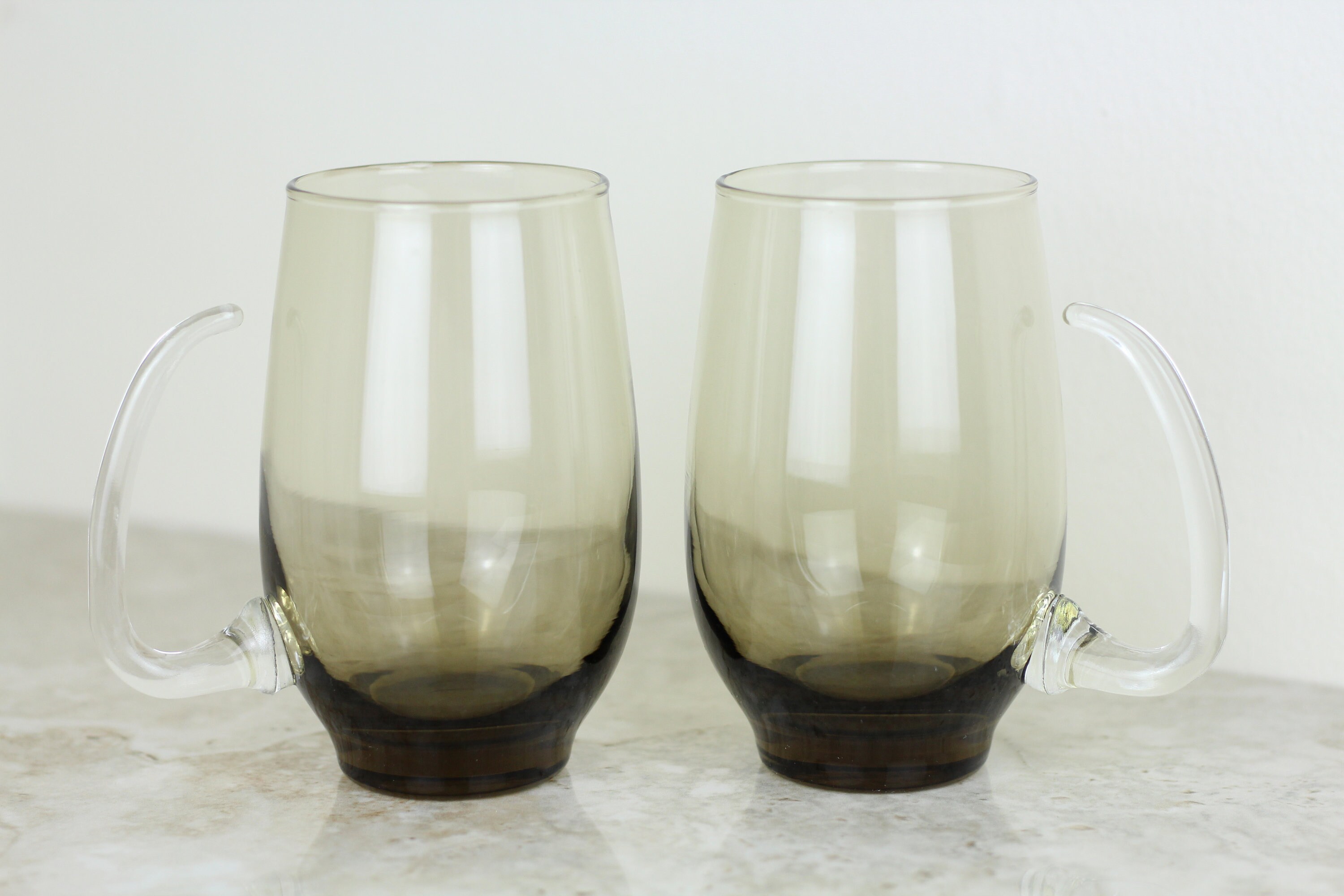 Vintage 70s Smokey Brown Glass Mugs Libbey Tempo Tawny | Etsy